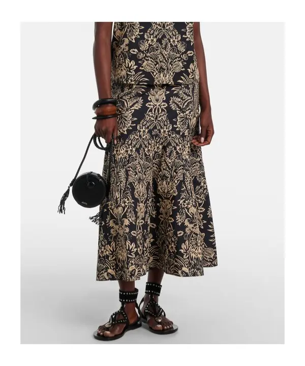 Ulla Johnson Clarisse Printed Cotton Poplin Midi Skirt