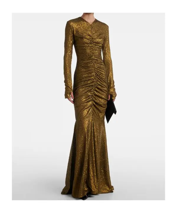 Norma Kamali Gathered Sequined Gown