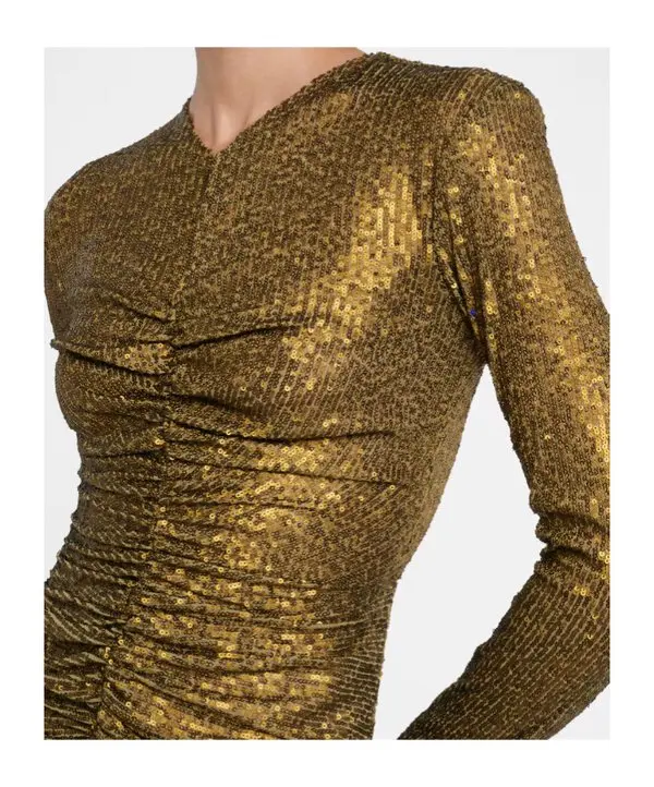 Norma Kamali Gathered Sequined Gown