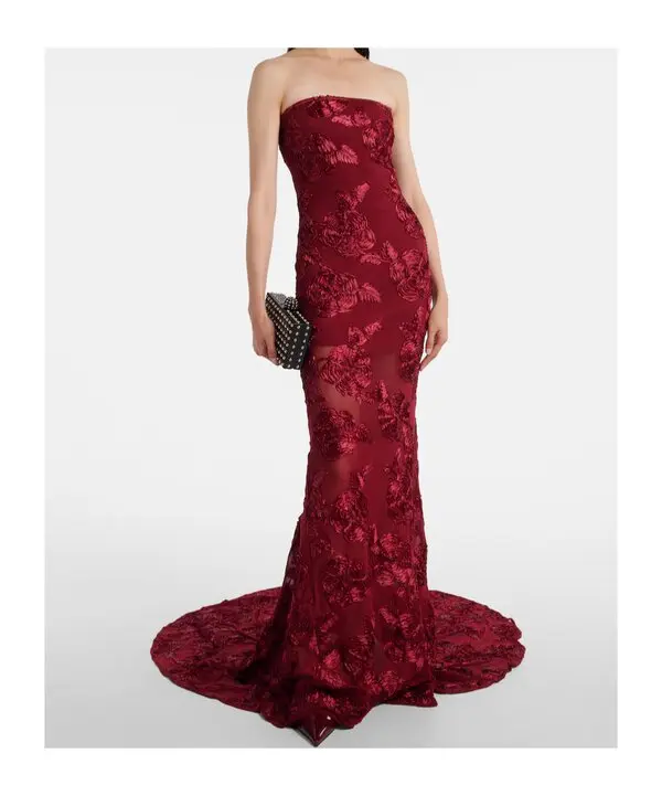 ROTATE BY BIRGER CHRISTENSEN Floral Appliqué Mesh Dress