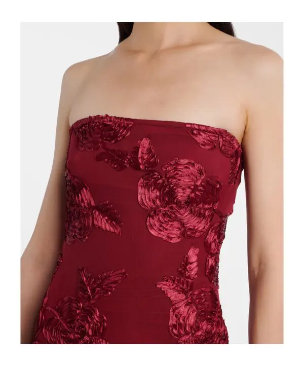 ROTATE BY BIRGER CHRISTENSEN Floral Appliqué Mesh Dress