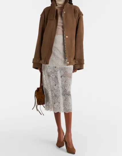 ROTATE BY BIRGER CHRISTENSEN Floral Lace Guipure Pencil Skirt
