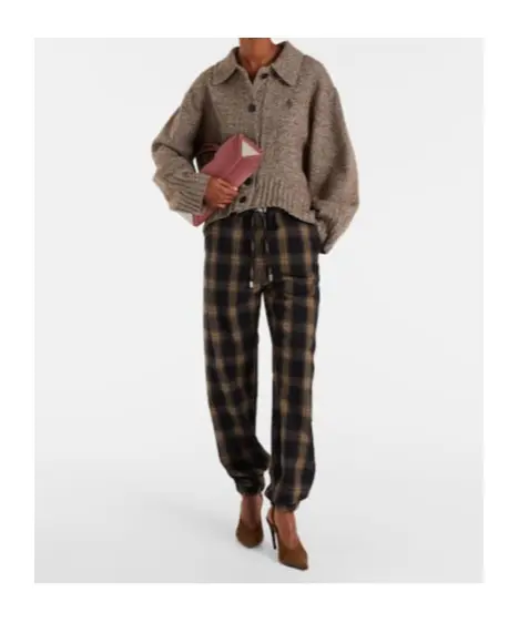 Attico Checked Cotton Sweatpants