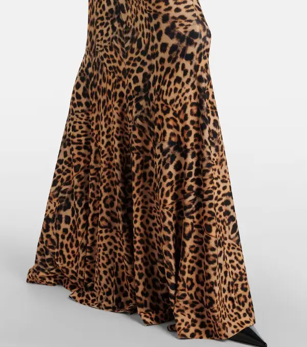 Norma Kamali Printed Turtleneck Jersey Gown