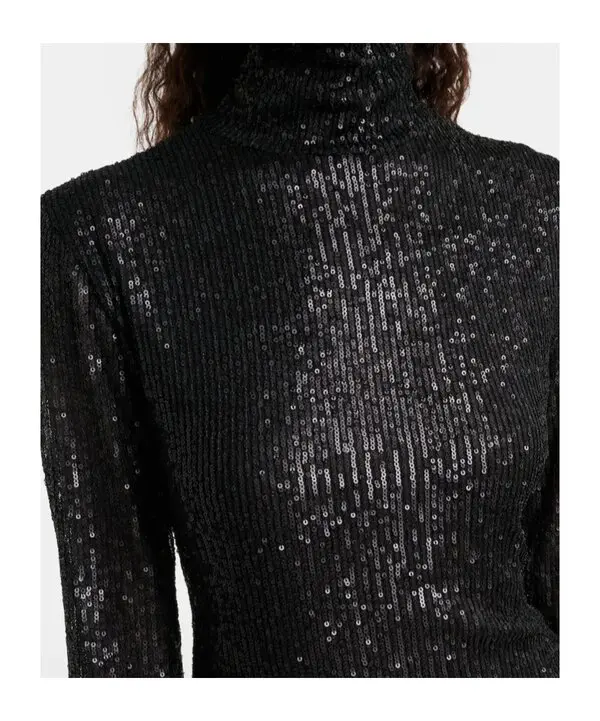 Norma Kamali Sequined Mesh Turtleneck Gown