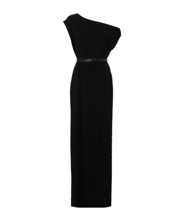 Norma Kamali Belted One-shoulder Maxi Dress