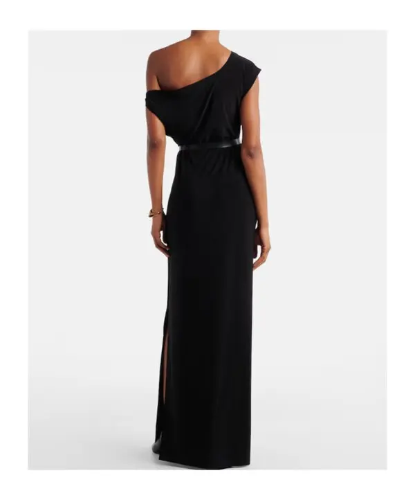 Norma Kamali Belted One-shoulder Maxi Dress