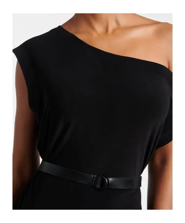 Norma Kamali Belted One-shoulder Maxi Dress