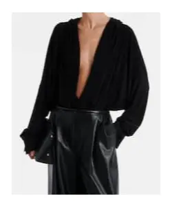Norma Kamali Draped Hooded Bodysuit