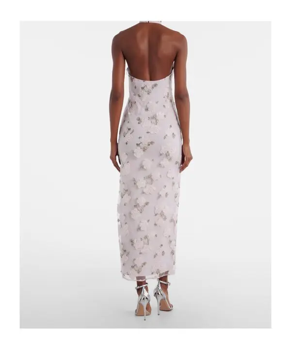 ROTATE BY BIRGER CHRISTENSEN Floral Embroidered Halterneck Dress