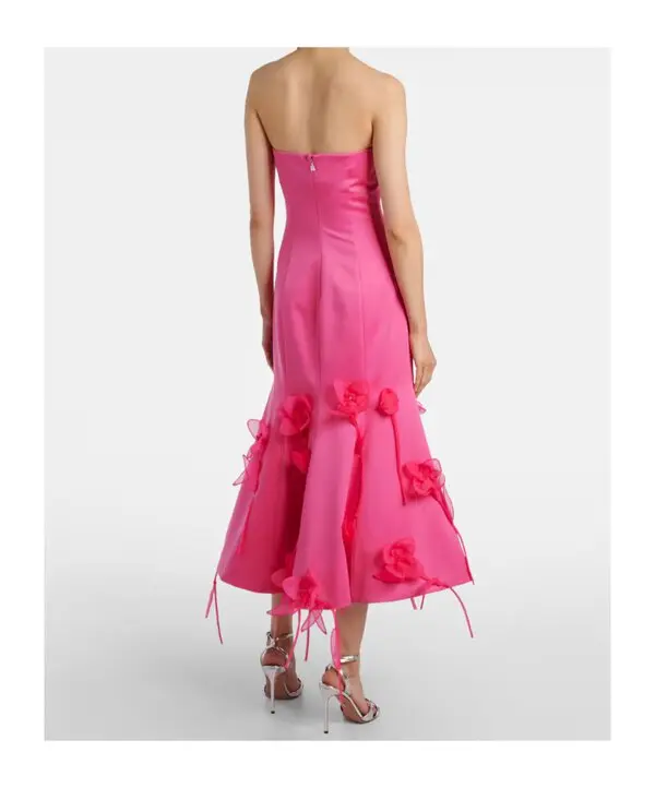 ROTATE BY BIRGER CHRISTENSEN Floral-appliqué Midi Dress