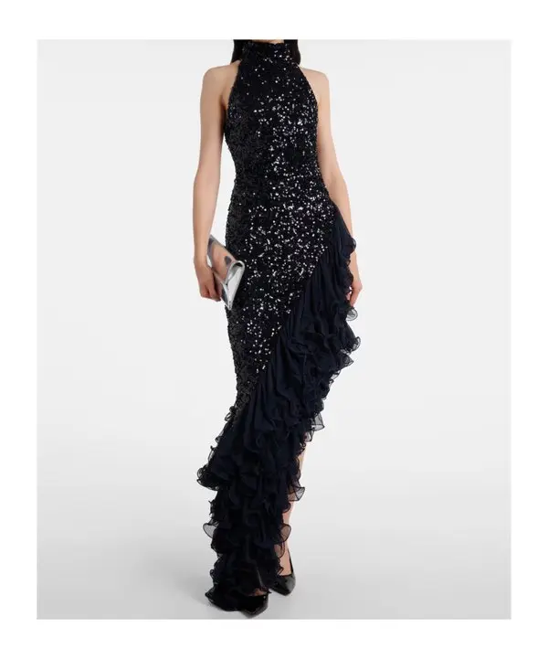ROTATE BY BIRGER CHRISTENSEN Ruffled Sequined Dress