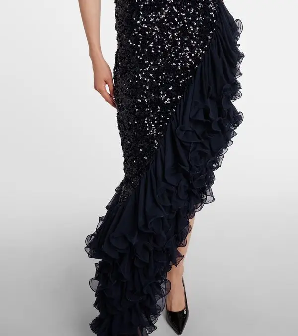 ROTATE BY BIRGER CHRISTENSEN Ruffled Sequined Dress