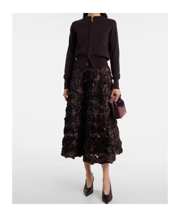 ROTATE BY BIRGER CHRISTENSEN Floral-appliqué Mesh Midi Skirt