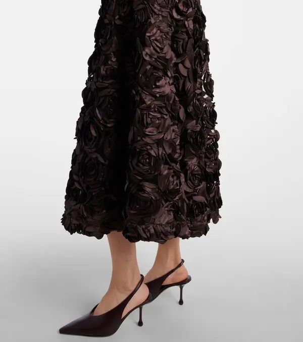 ROTATE BY BIRGER CHRISTENSEN Floral-appliqué Mesh Midi Skirt