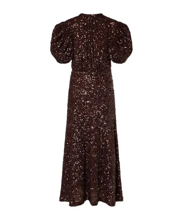 ROTATE BY BIRGER CHRISTENSEN Sequined Puff Sleeve Dress - Black