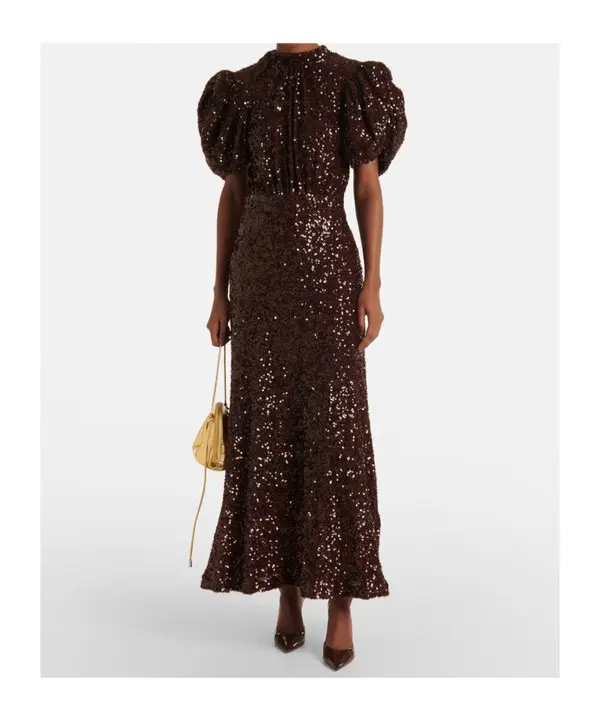 ROTATE BY BIRGER CHRISTENSEN Sequined Puff Sleeve Dress