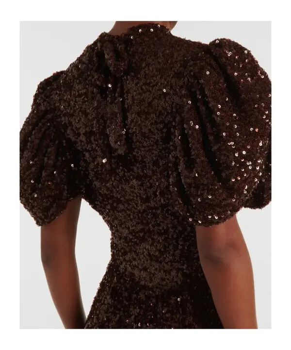 ROTATE BY BIRGER CHRISTENSEN Sequined Puff Sleeve Dress
