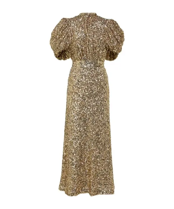 ROTATE BY BIRGER CHRISTENSEN Sequined Puff-sleeve Midi Dress