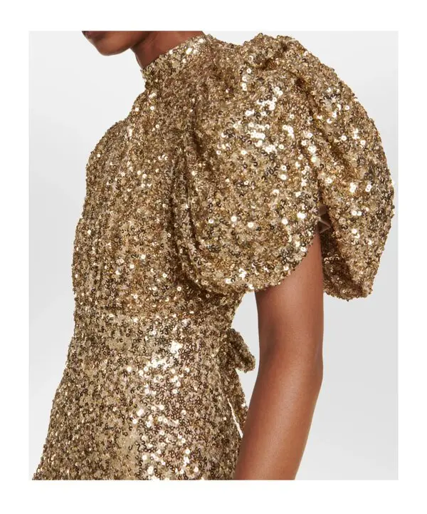 ROTATE BY BIRGER CHRISTENSEN Sequined Puff-sleeve Midi Dress