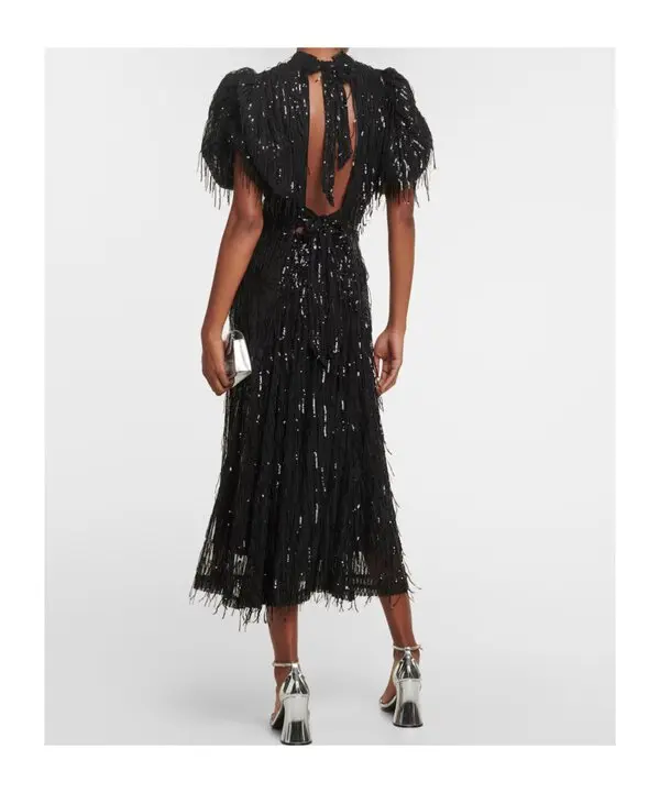ROTATE BY BIRGER CHRISTENSEN Sequined Tassel Dress