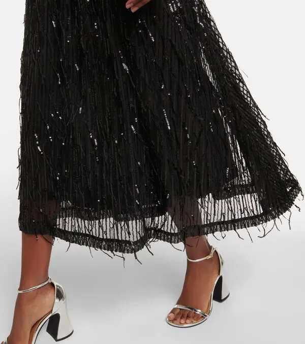 ROTATE BY BIRGER CHRISTENSEN Sequined Tassel Dress