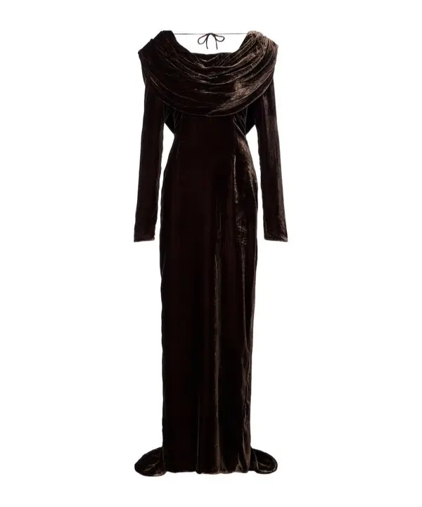 ROTATE BY BIRGER CHRISTENSEN Draped Long-sleeved Dress - Black