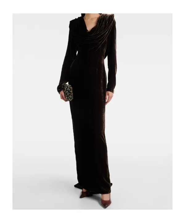 ROTATE BY BIRGER CHRISTENSEN Draped Long-sleeved Dress