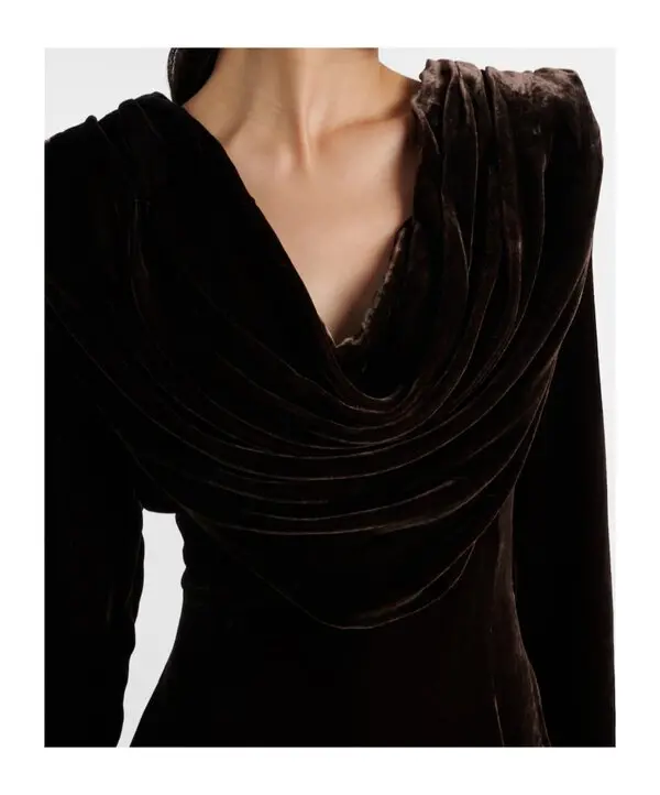 ROTATE BY BIRGER CHRISTENSEN Draped Long-sleeved Dress