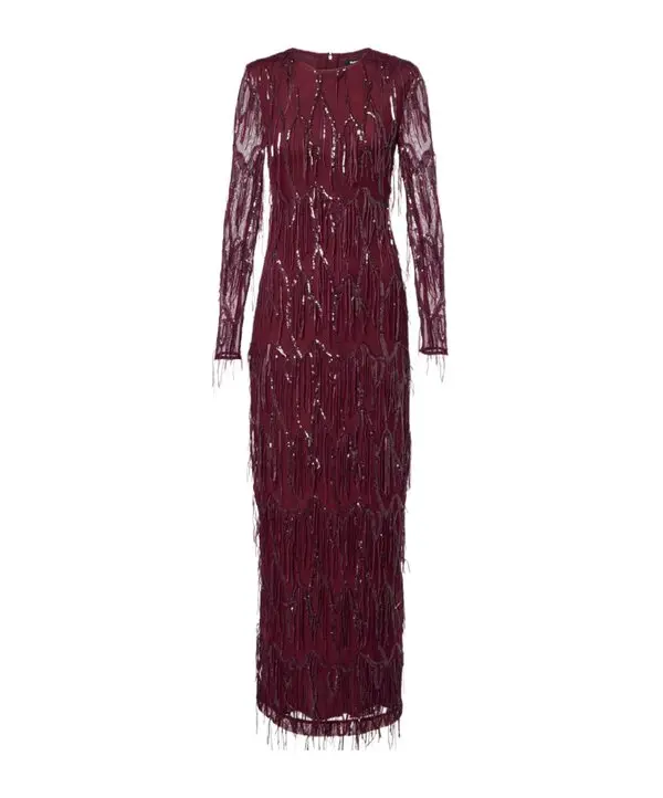 ROTATE BY BIRGER CHRISTENSEN Fringed Sequined Dress
