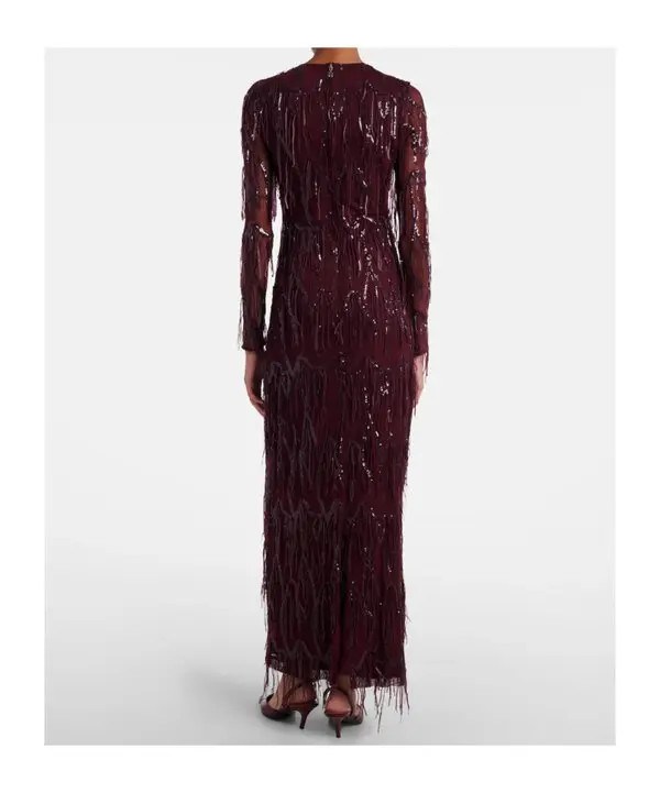 ROTATE BY BIRGER CHRISTENSEN Fringed Sequined Dress