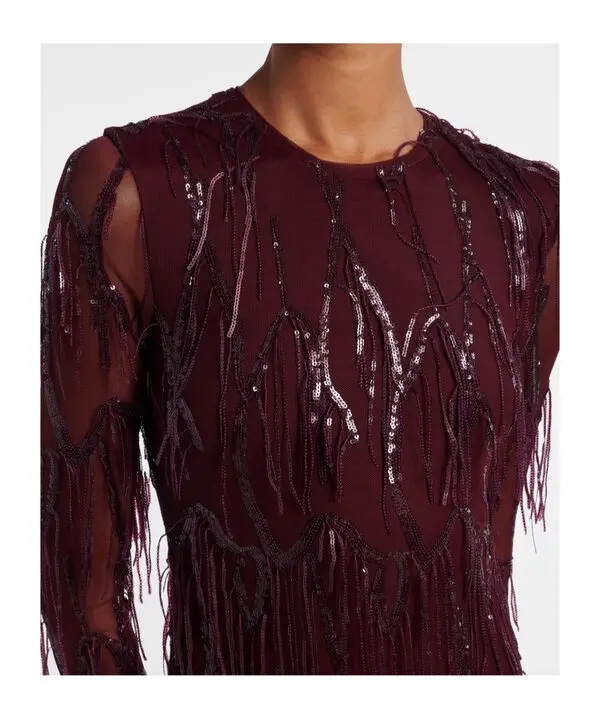 ROTATE BY BIRGER CHRISTENSEN Fringed Sequined Dress