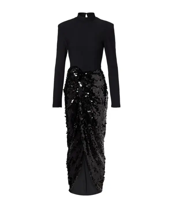 ROTATE BY BIRGER CHRISTENSEN Gathered Sequined Maxi Dress