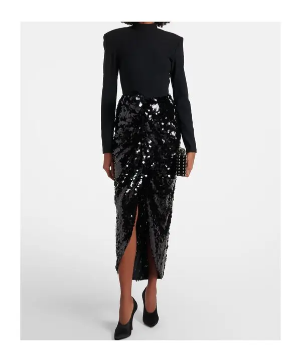 ROTATE BY BIRGER CHRISTENSEN Gathered Sequined Maxi Dress