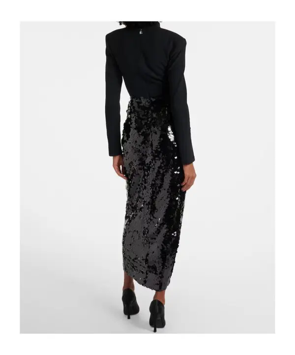 ROTATE BY BIRGER CHRISTENSEN Gathered Sequined Maxi Dress