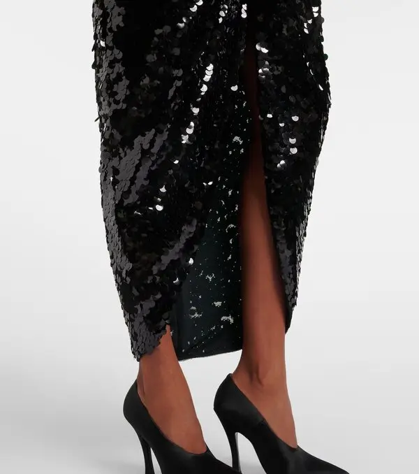 ROTATE BY BIRGER CHRISTENSEN Gathered Sequined Maxi Dress