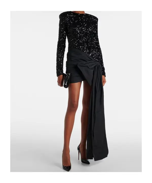 ROTATE BY BIRGER CHRISTENSEN Bow Sequin Dress