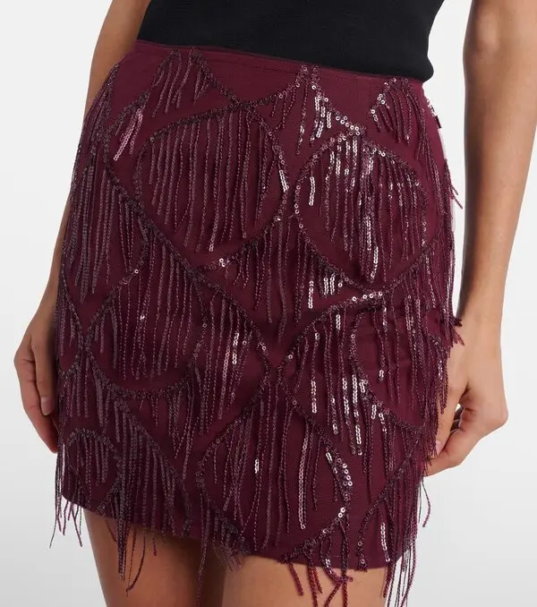 ROTATE BY BIRGER CHRISTENSEN Sequined Tassel Skirt