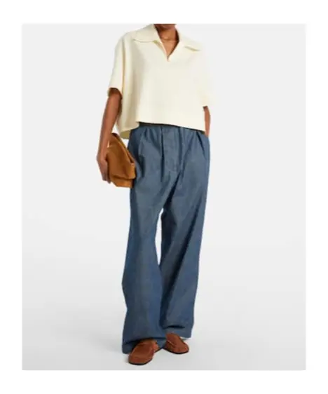 JIL SANDER Cotton Chambray Wide-leg Pants