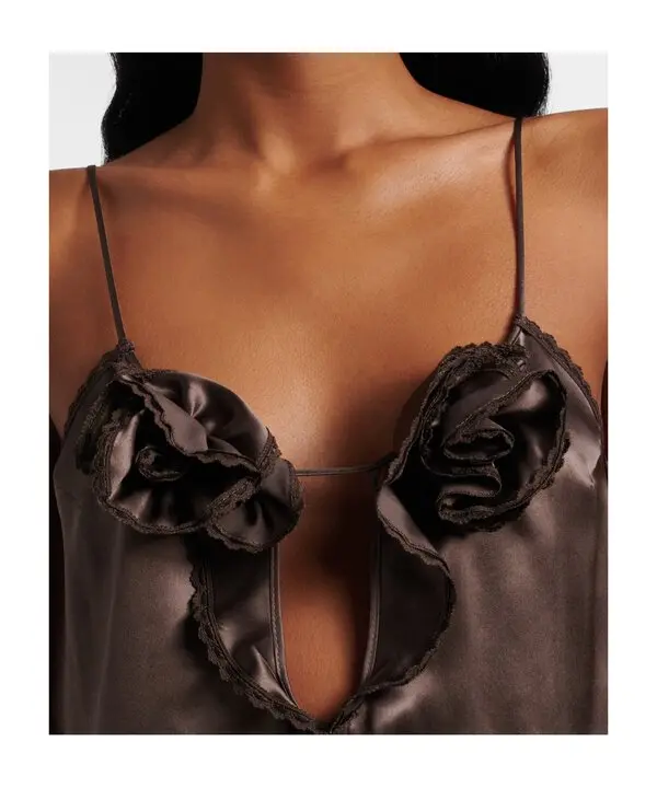 Magda Butrym Floral Appliqué Silk Satin Camisole