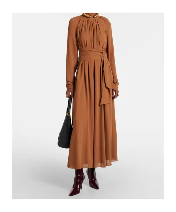 JOSEPH Pinky Belted Draped Maxi Dress