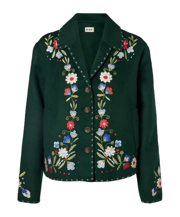 Rixo Embroidered Single-breasted Casual Jacket