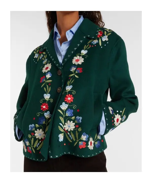 Rixo Embroidered Single-breasted Casual Jacket