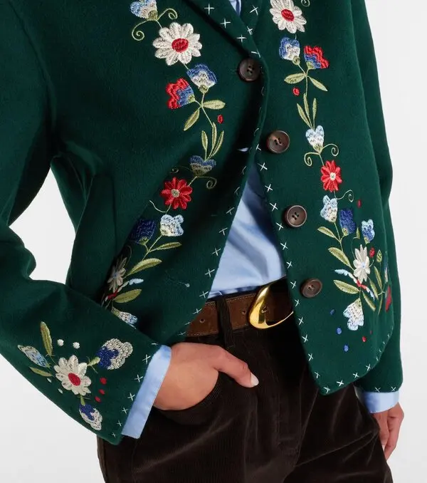 Rixo Embroidered Single-breasted Casual Jacket