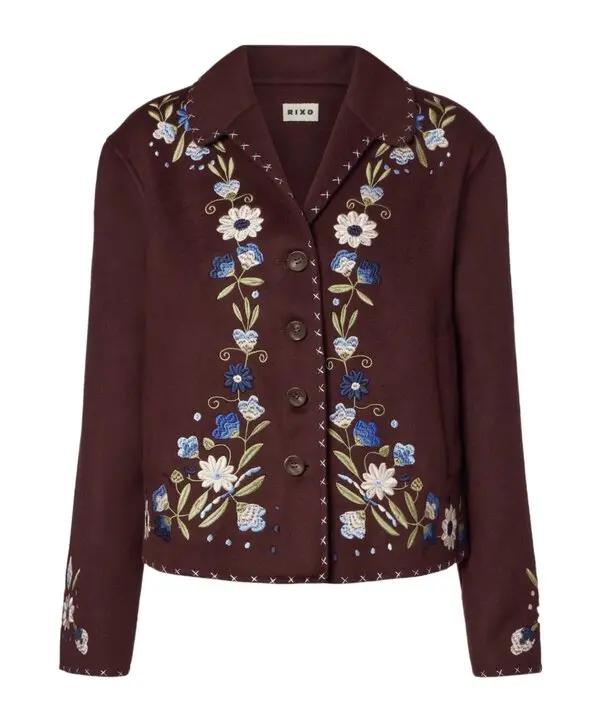 Rixo Embroidered Single-breasted Casual Jacket