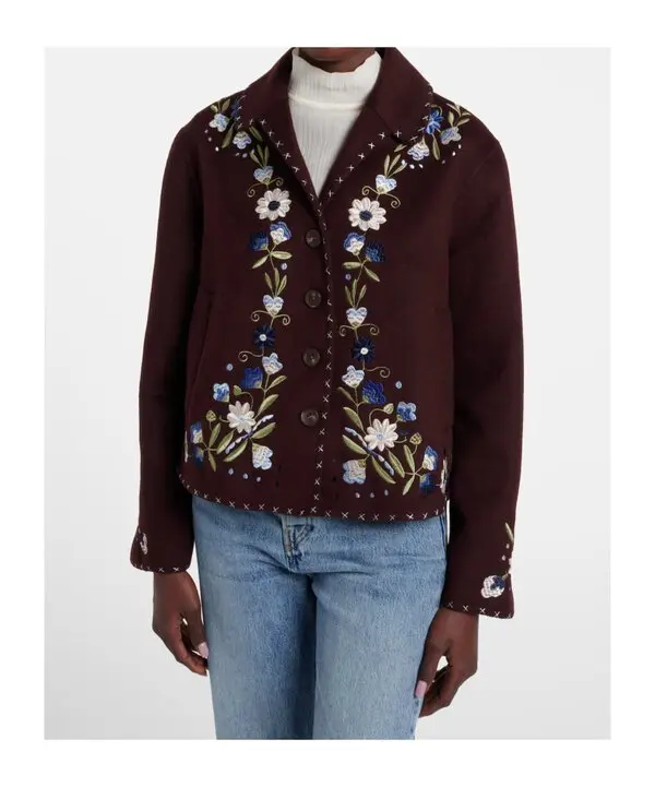 Rixo Embroidered Single-breasted Casual Jacket