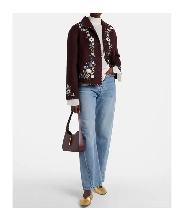 Rixo Embroidered Single-breasted Casual Jacket