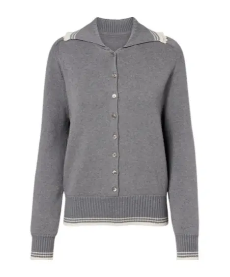 Magda Butrym Crochet-trimmed Cotton And Cashmere Polo Sweater - Gray
