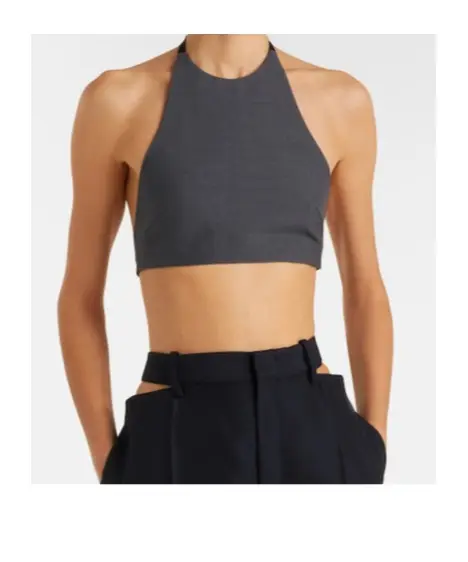 JIL SANDER Halterneck Virgin Wool Crop Top