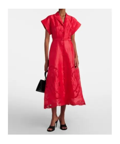 LEO Aubrey Linen-blend Canvas Midi Dress